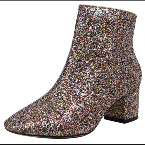 Shoes | Colorful Glitter Mid Heel Dress Ankle Boot | Poshmark